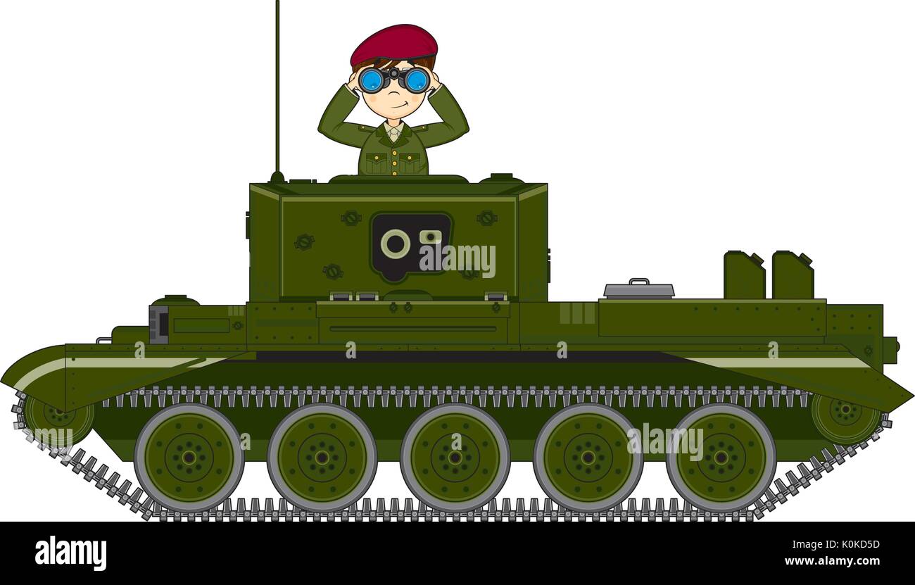 Cartoon Militär Panzer und Soldaten Vector Illustration Stock ...
