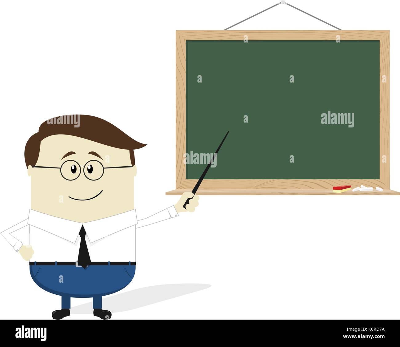 Abbildung: Lehrer Cartoon und Blackboard auf weißem Hintergrund, flache ...