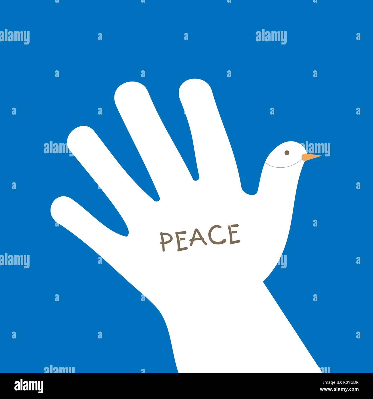 Internationalen Frieden Tag mit hand Form von Dove und bittet um ...