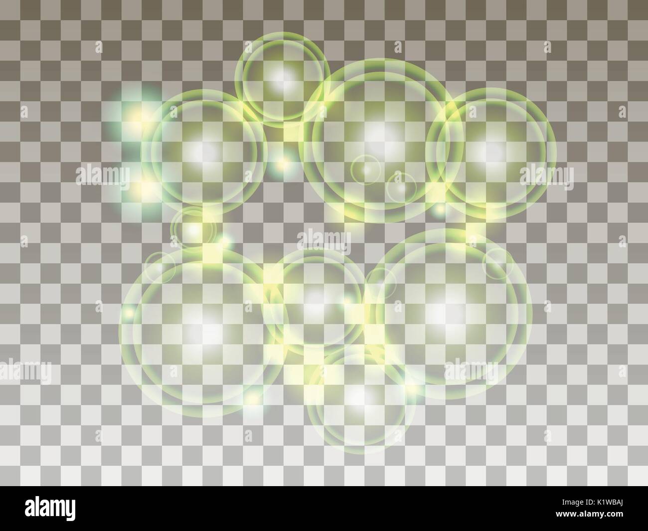 Kreise auf einen transparenten Hintergrund. Blasen sind grün. Helle ...