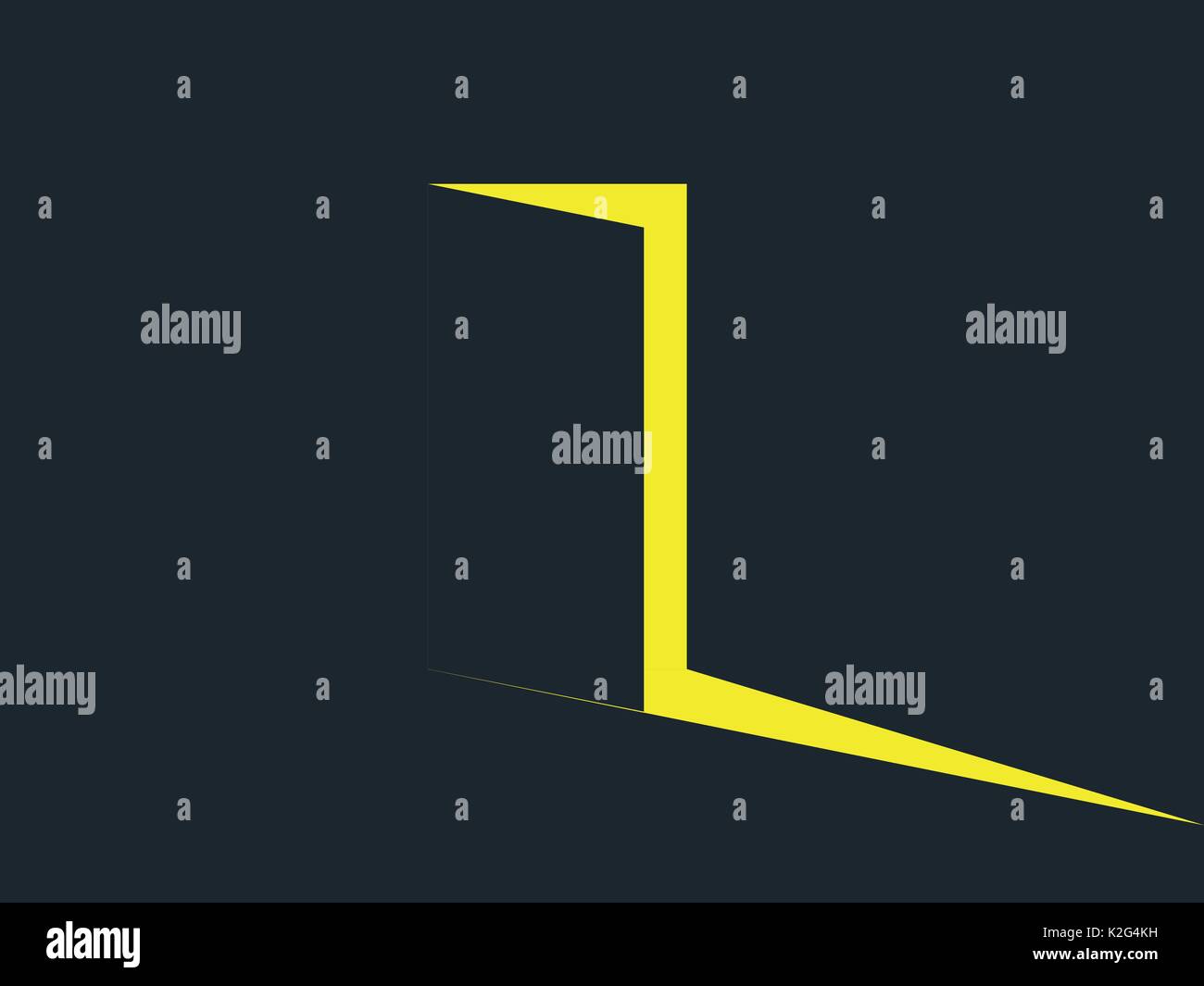 Licht aus der geöffneten Tür. Die gelbe Leuchte leuchtet. Vector ...
