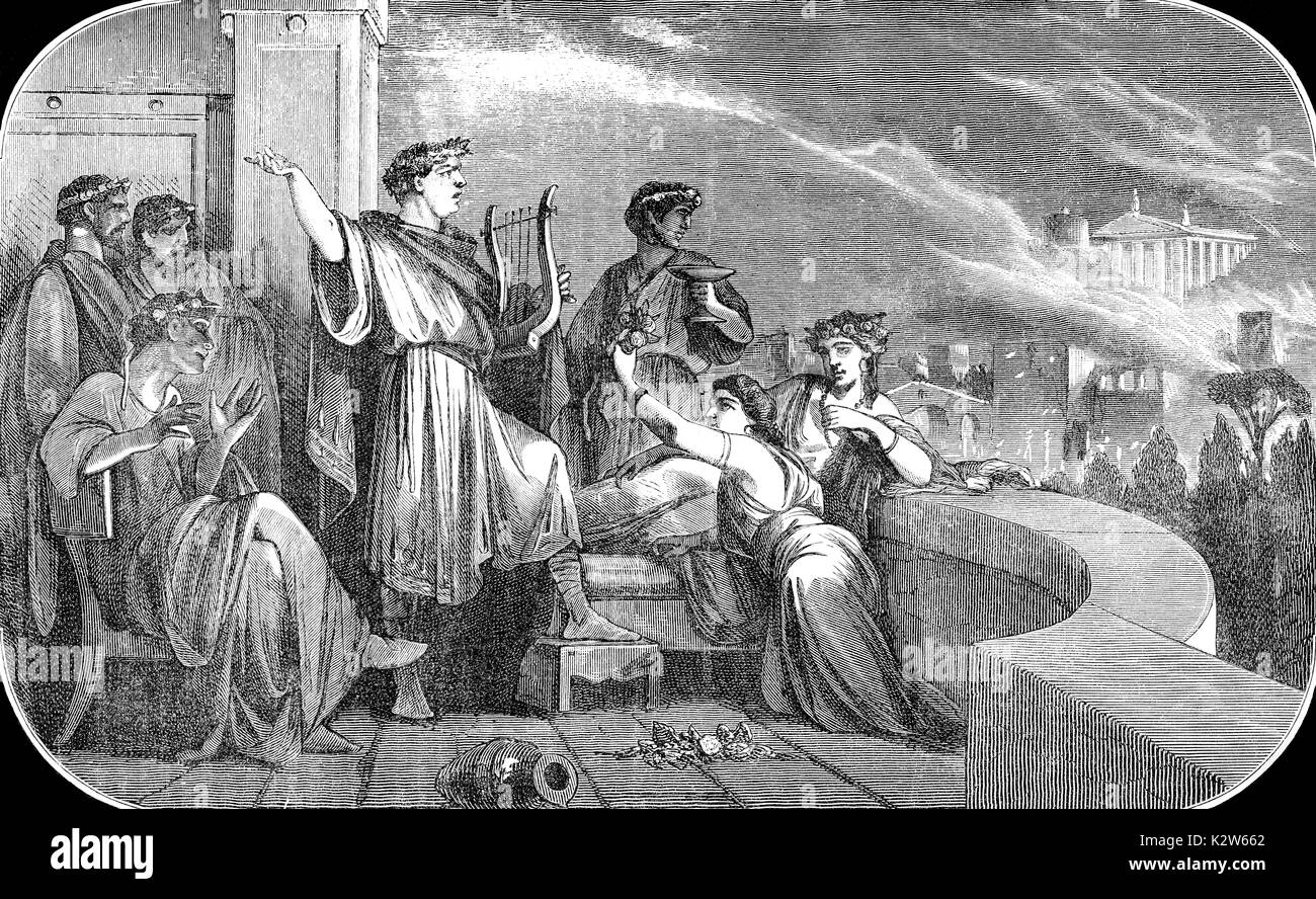 Römische Kaiser Nero Claudius Caesar und dem großen Brand Roms 64 n ...