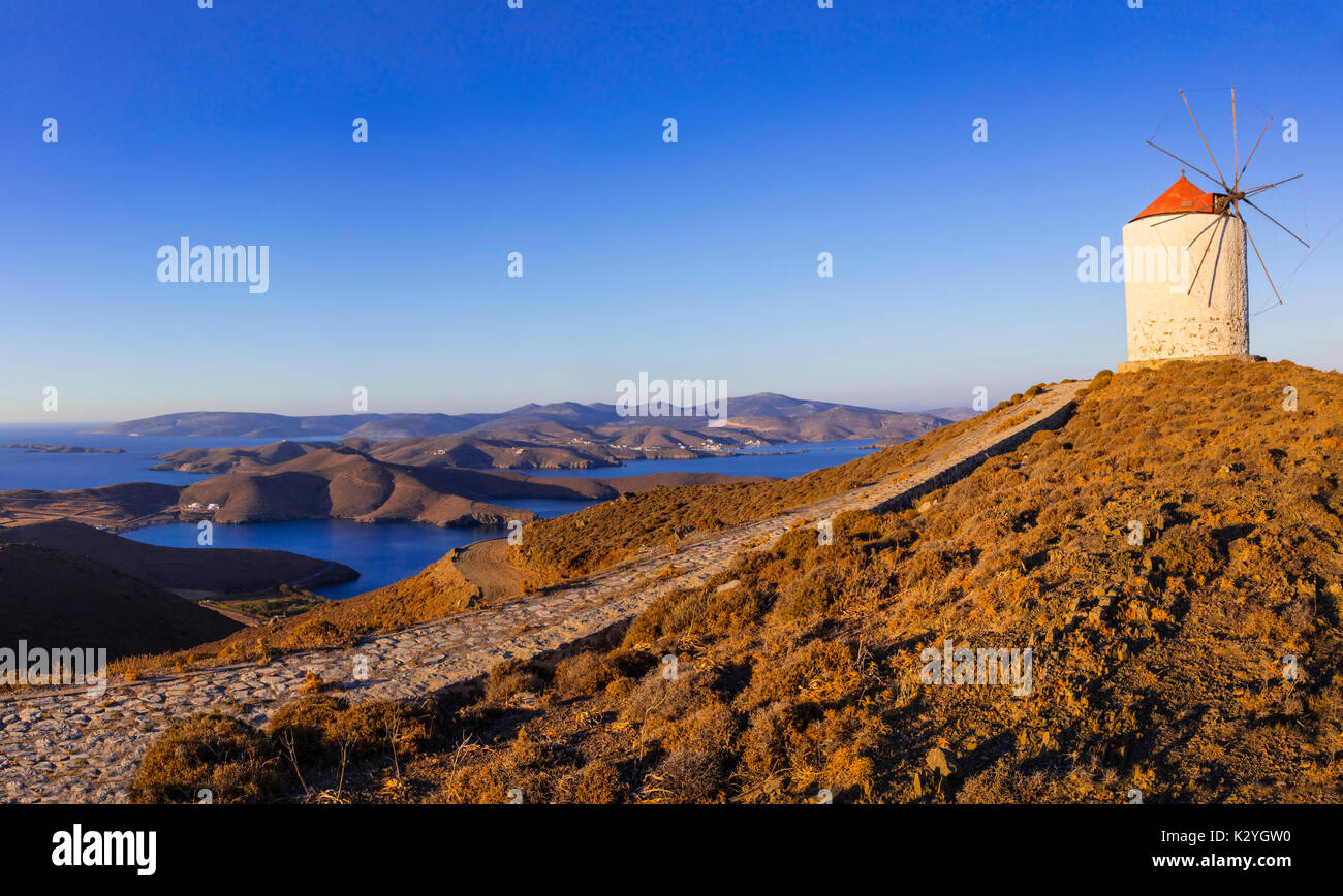 Traditionelle Windmühle, Panoramaaussicht, Volos, Griechenland ...