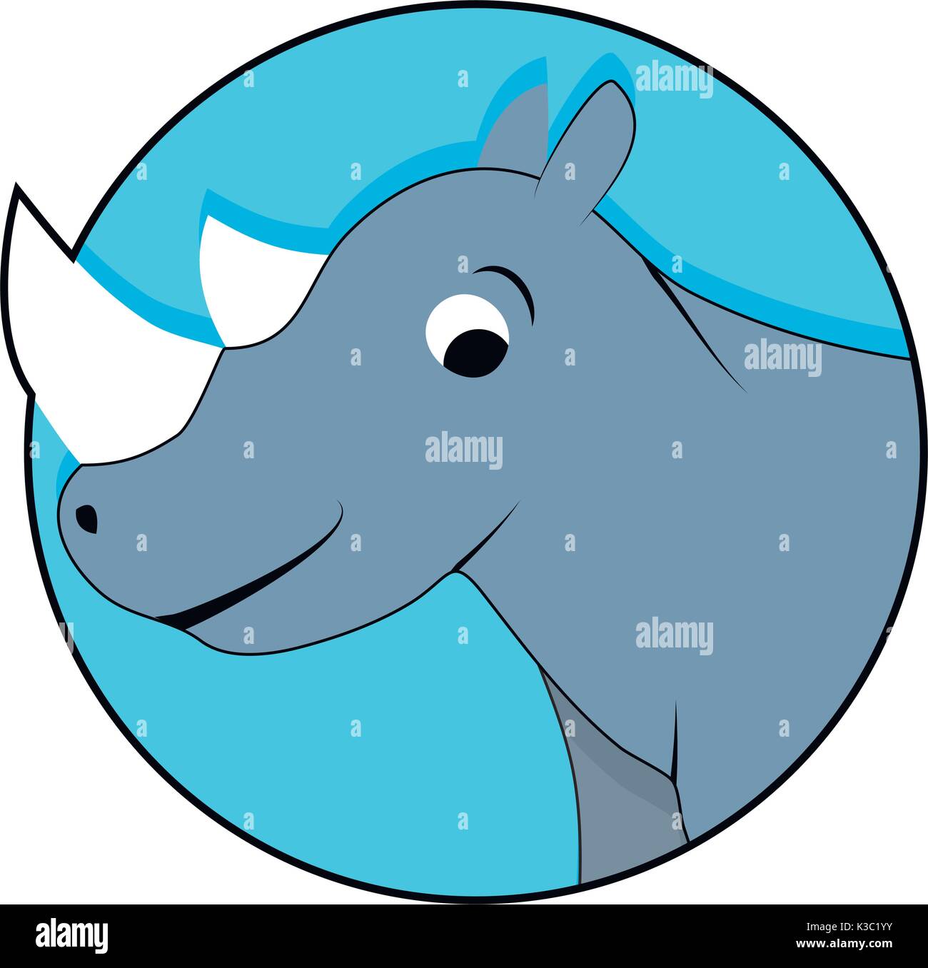 Rhinoceros Symbol flach. Aufkleber rhino isoliert, Avatar ui, Vektor ...