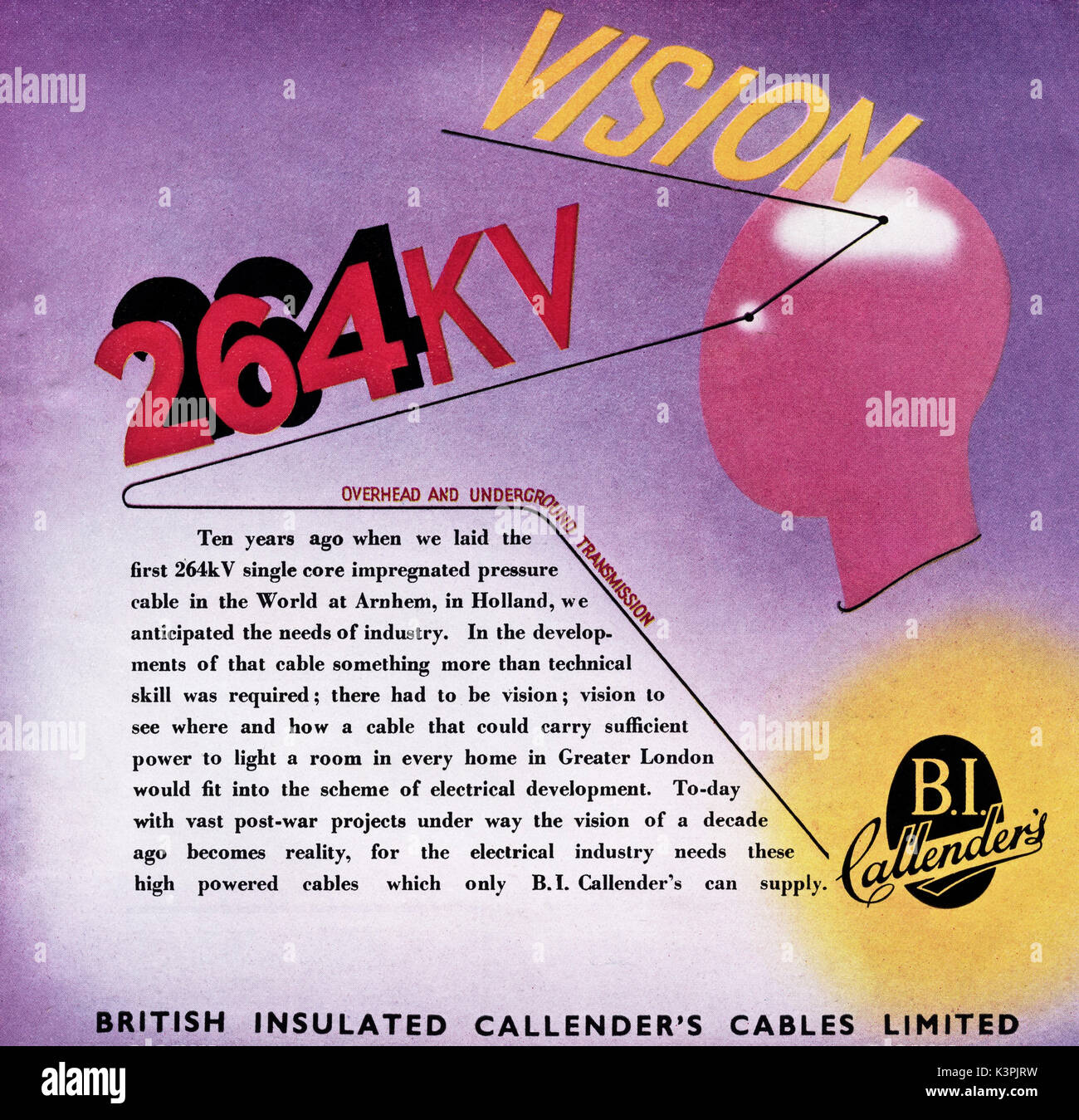 1940er Jahre alten Vintage original advert Werbung elektrische Kabel ...