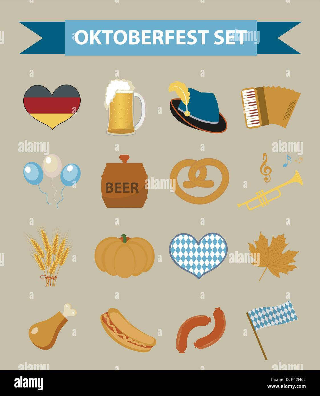 Oktoberfest Icon Set, flach oder Cartoon Stil. Oktober fest in ...