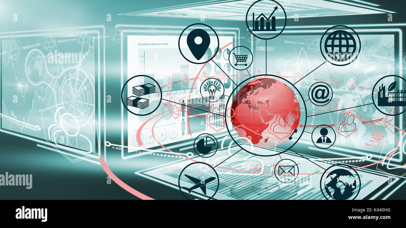 Digital erzeugten Bild der Erde mit der sozialen Vernetzung und leichte ...