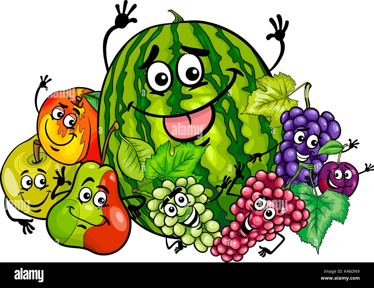 Cartoon illustration funny fruits collection -Fotos und -Bildmaterial ...