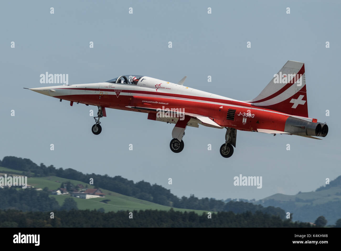 Flugzeuge, Northrop F-5E Tiger II der Patrouille Suisse, Swiss Aerobatic squadron beim ...