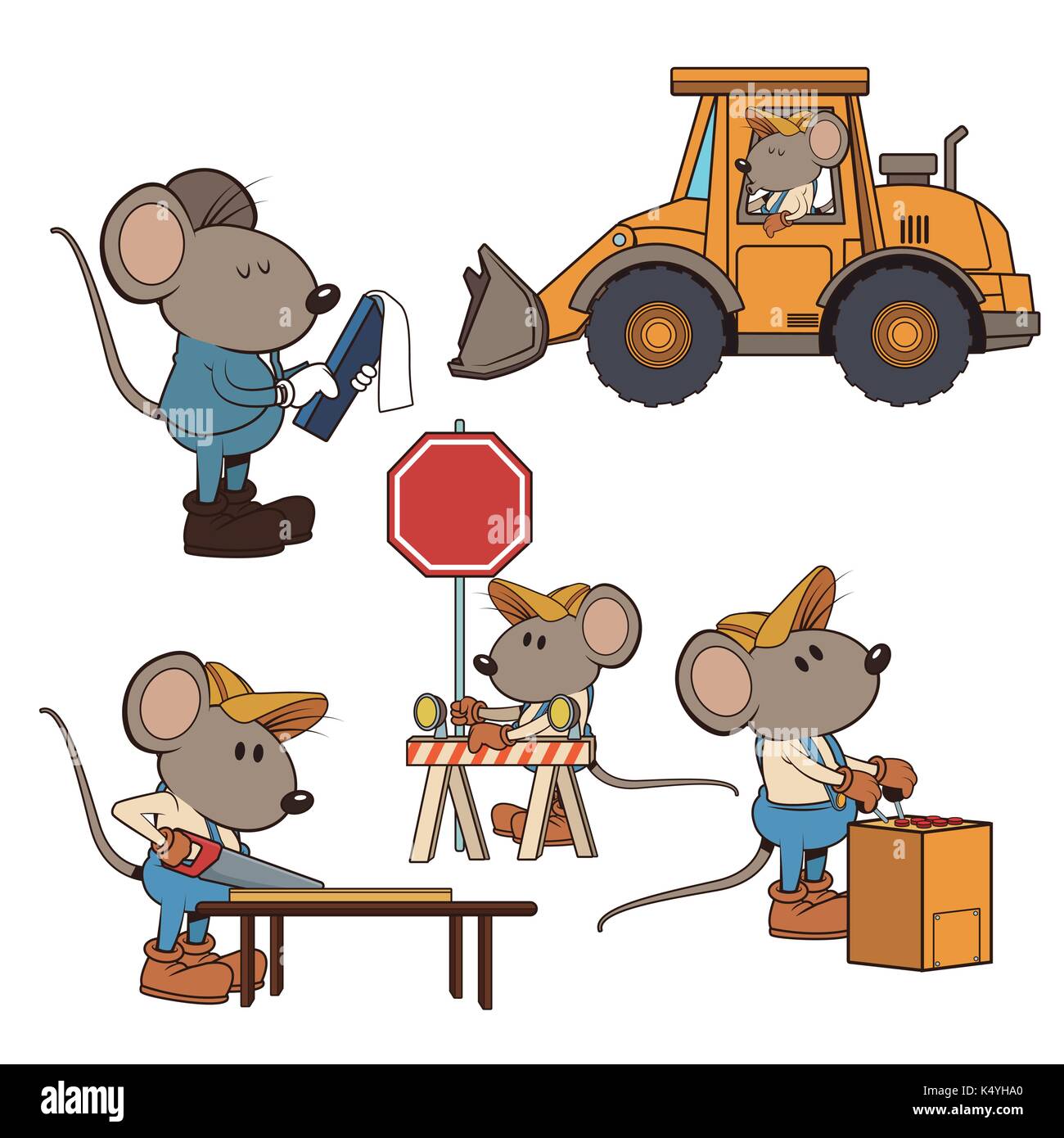 Bau maus Arbeitnehmer lustig Cartoon Stock-Vektorgrafik - Alamy