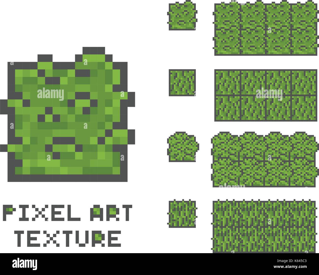 Pixel-art 8 Bit Game sprite Abbildung. grünes Gras Baum pixelated ...