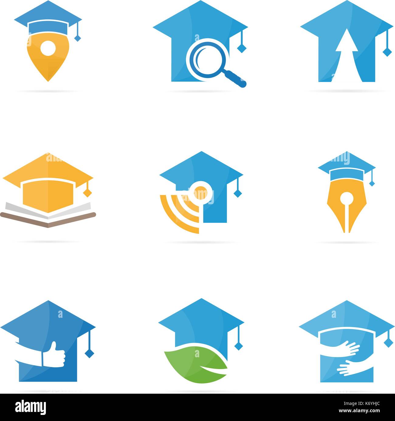 Der Absolvent hat logo Kombination. Schule und Hochschule Symbol oder ...