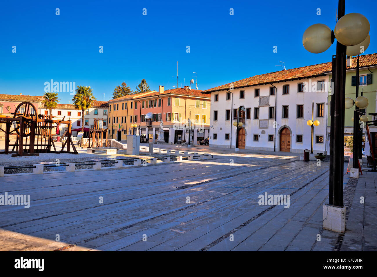 Zentraler Platz in der Stadt von Palmanova farbenfrohe Architektur, Region Friaul-Julisch ...