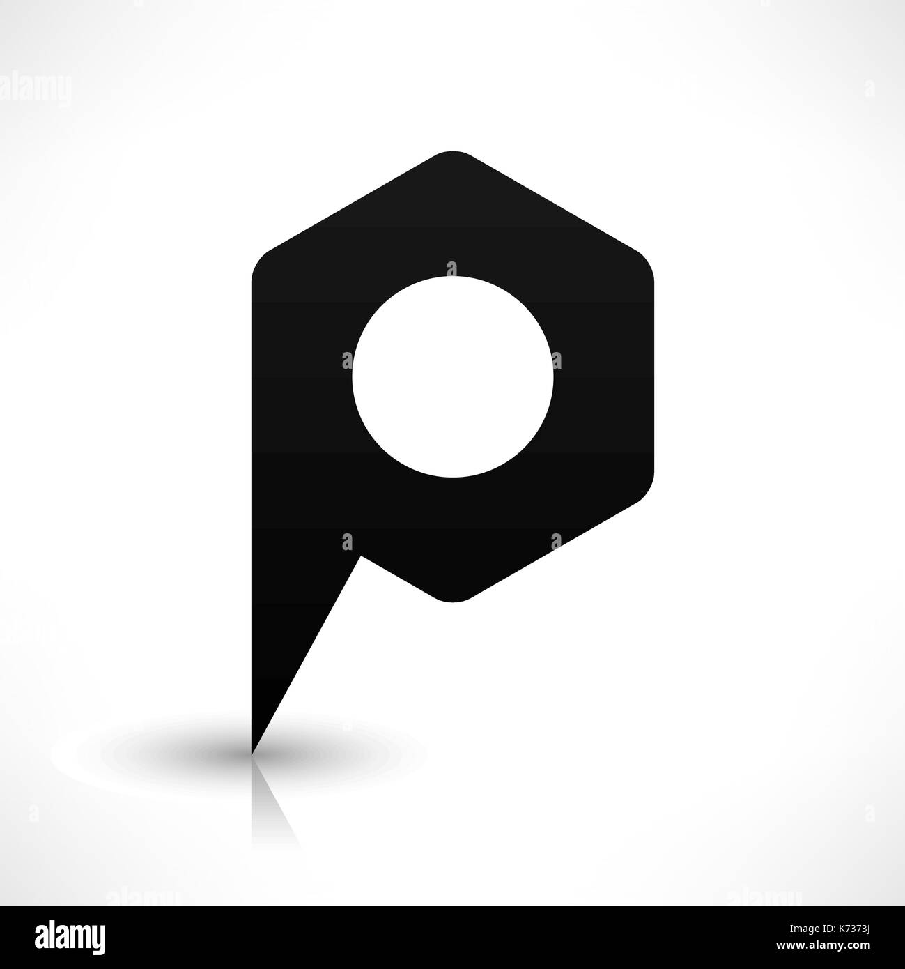 Schwarze leere abgerundete Hexagon Karte pins Zeichen leer Lage Symbol ...