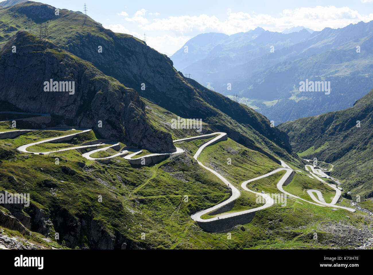 Alte Tremola Strasse, die nach St. Gotthard Pass auf die Schweizer ...