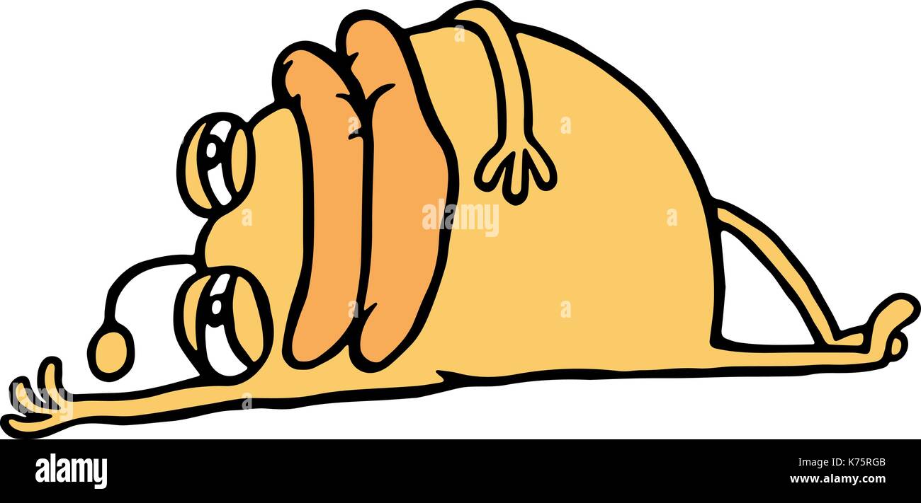 Cartoon orange Monster ausruhen Hinlegen. Urlaub und Ferien. nette ...