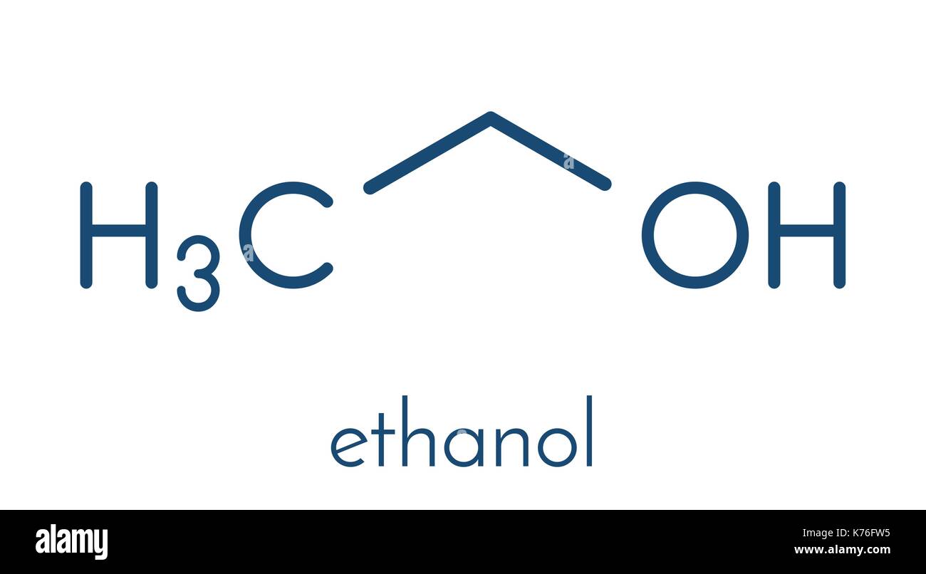 Alkohol (Ethanol, Ethylalkohol) Molekül, chemische Struktur ...