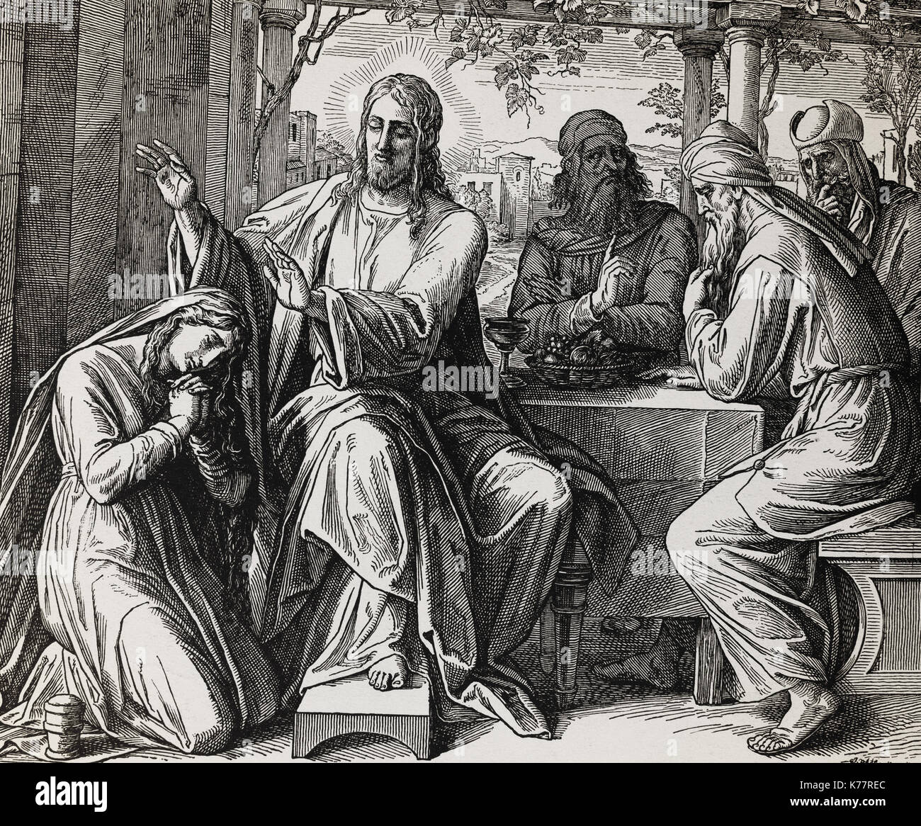 Jesus, die Segen, die Liebe und die Vergebung zu einer Frau, Grafik ...
