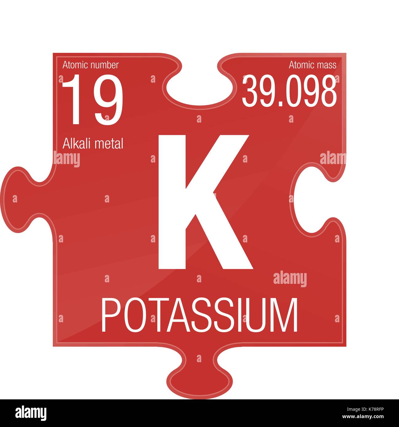 Kalium Symbol. Element Nummer 19 des Periodensystems der Elemente ...