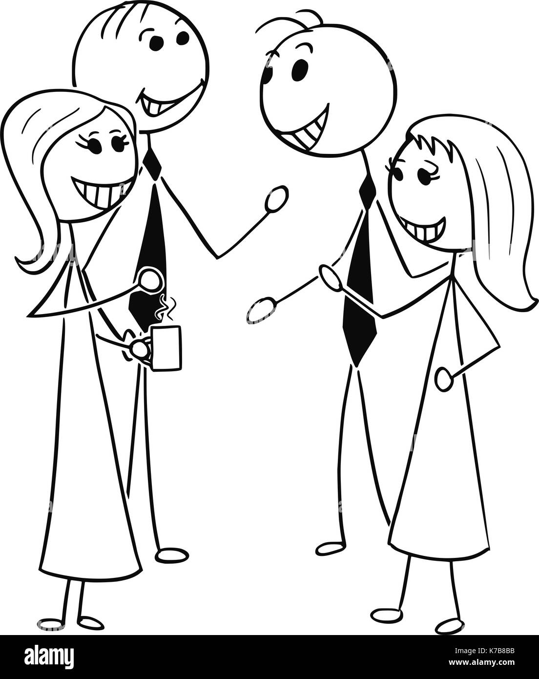 Cartoon stick Mann Abbildung von zwei Männer und Frauen Paare ... Cartoon stick Mann Abbildung von zwei Männer und Frauen Paare ...