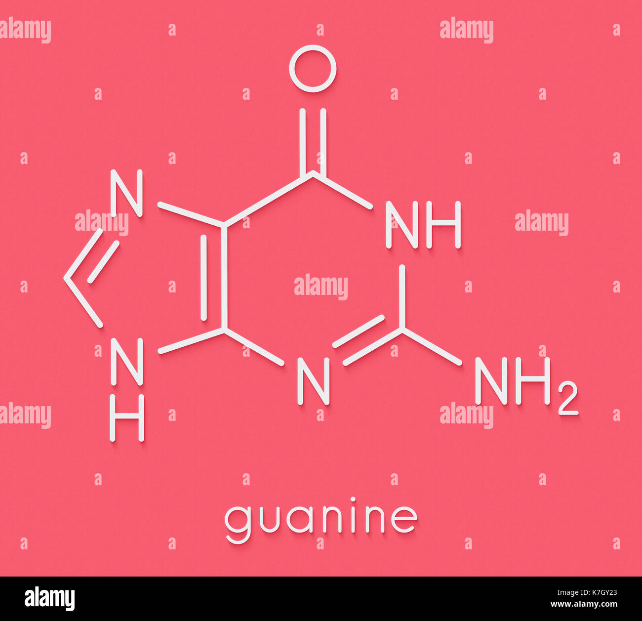 Guanin (G) Purin nucleobase Molekül. Base in der DNA und RNA ...