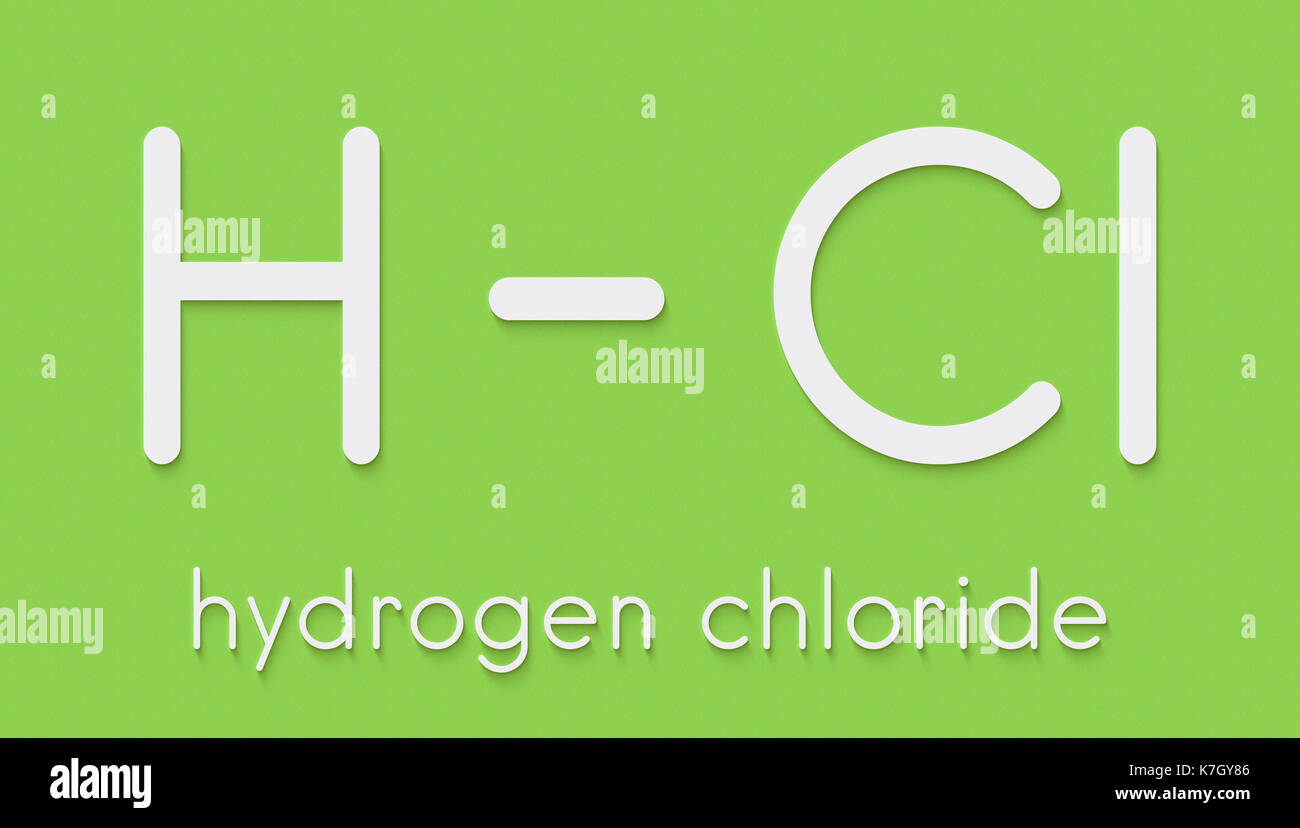 Chlorwasserstoff (HCl) Molekül, chemische Struktur. Stark korrosiven ...