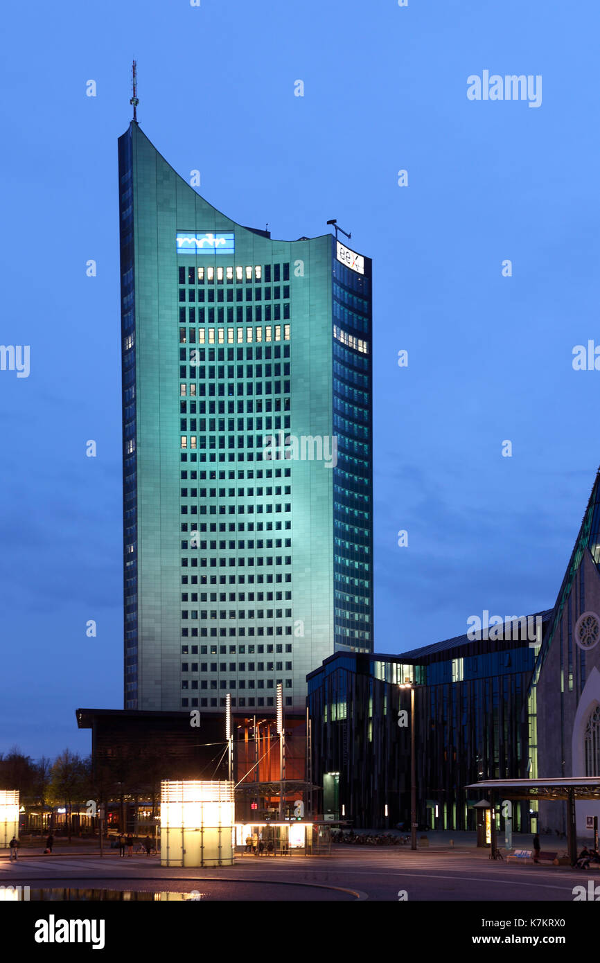 Panorama Tower Leipzig MDR Universität Augustus Square Stockfotografie ...