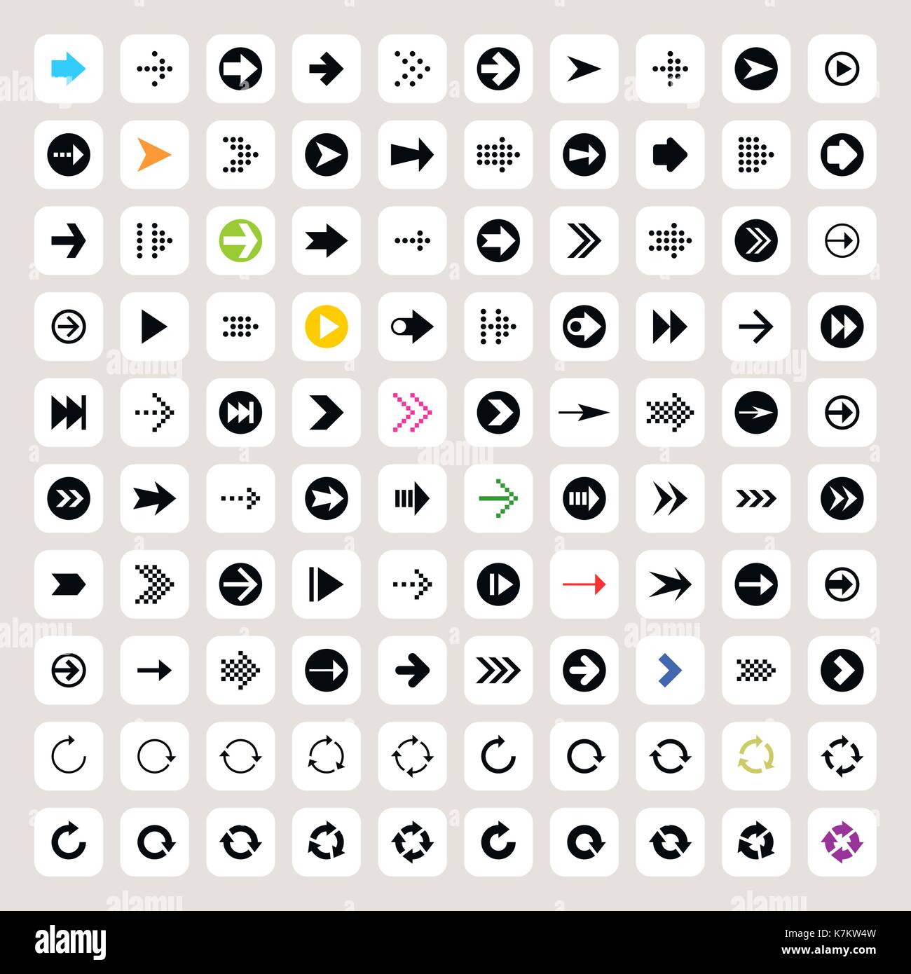 100 Pfeil symbol Piktogramm auf Rundung eine quadratische Form ...