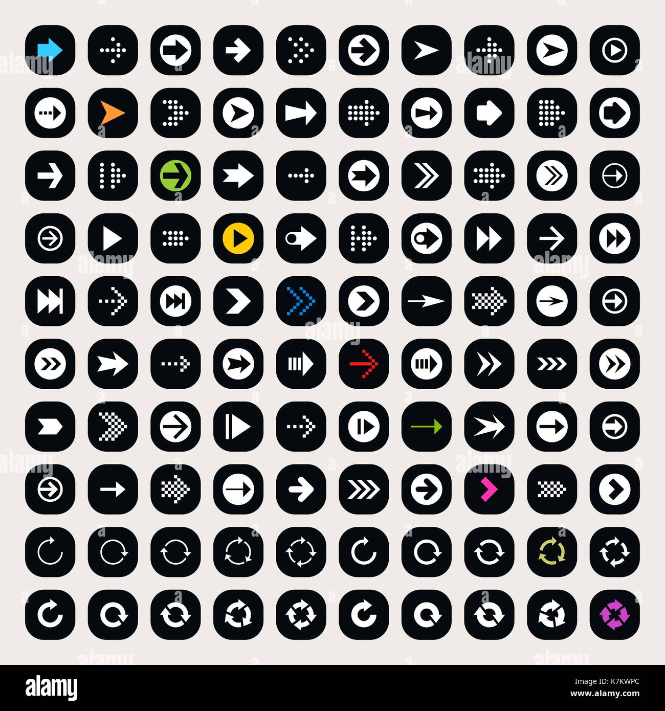 100 Pfeil symbol Piktogramm auf Rundung eine quadratische Form ...