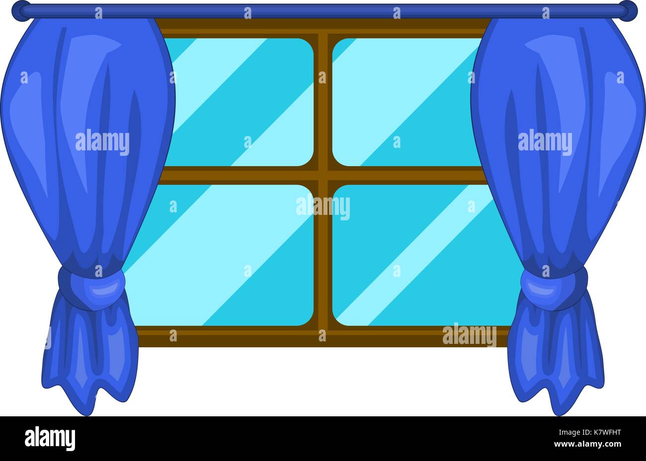 Cartoon Fenster mit Vorhängen Vektor symbol Icon Design. Schöne ...