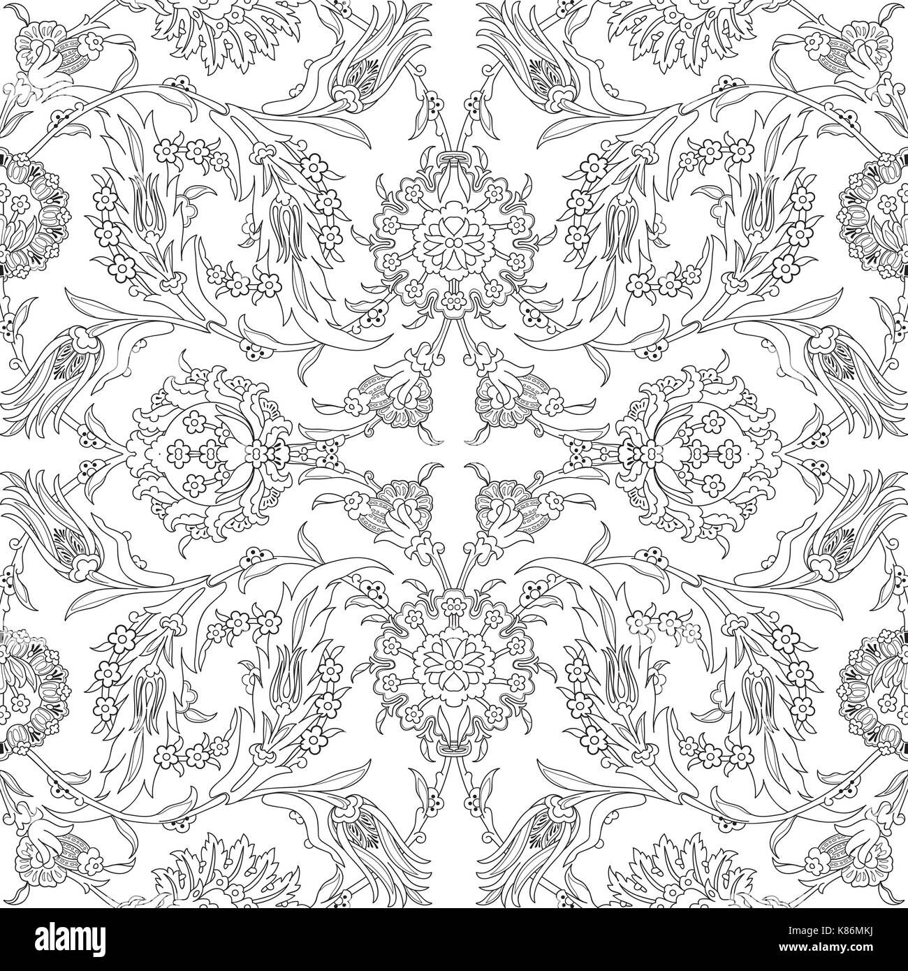Arabesque vintage element outline design Schwarzweiß-Stockfotos und ...