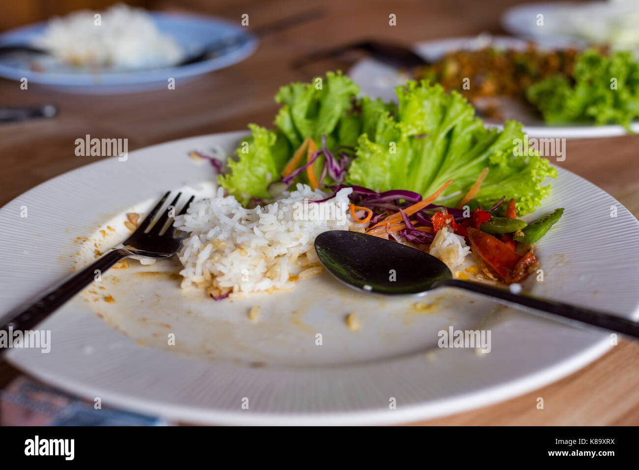 Leftover food plate -Fotos und -Bildmaterial in hoher Auflösung – Alamy