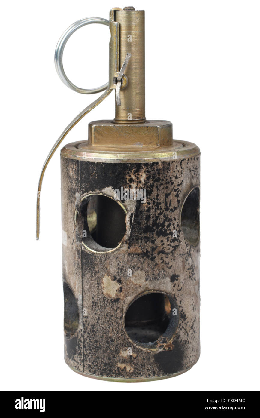 Flashbang oder stun Grenade isoliert auf weißem Stockfotografie - Alamy