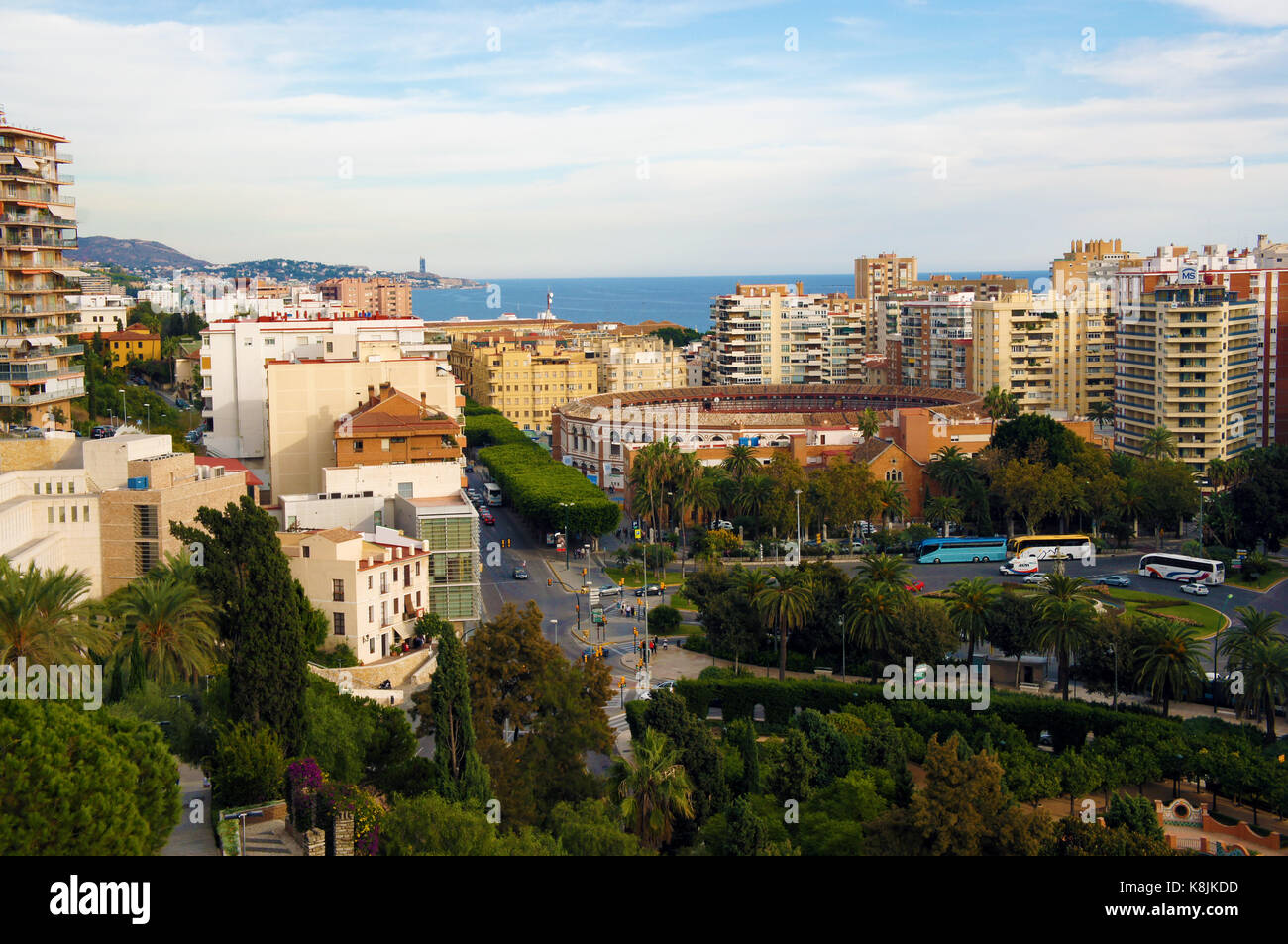 Blick auf den Stierkampf Arena (Plaza de Toros de La Malagueta) und ...