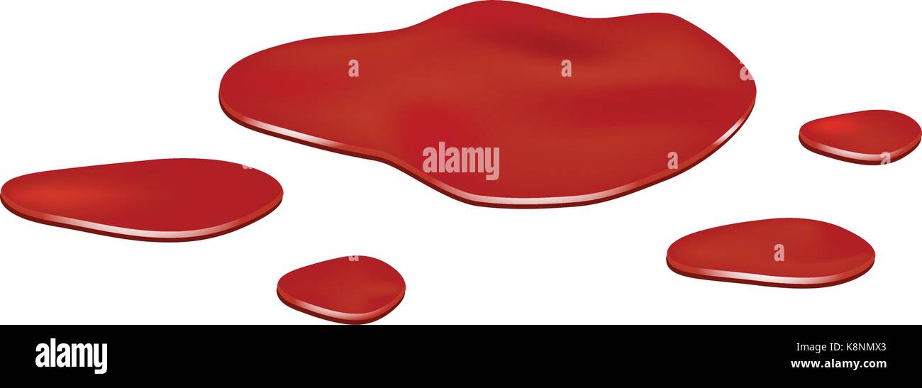 Blut Pfütze, rote Tropfen, blots, Beize, Plash od Blut. Vector ...