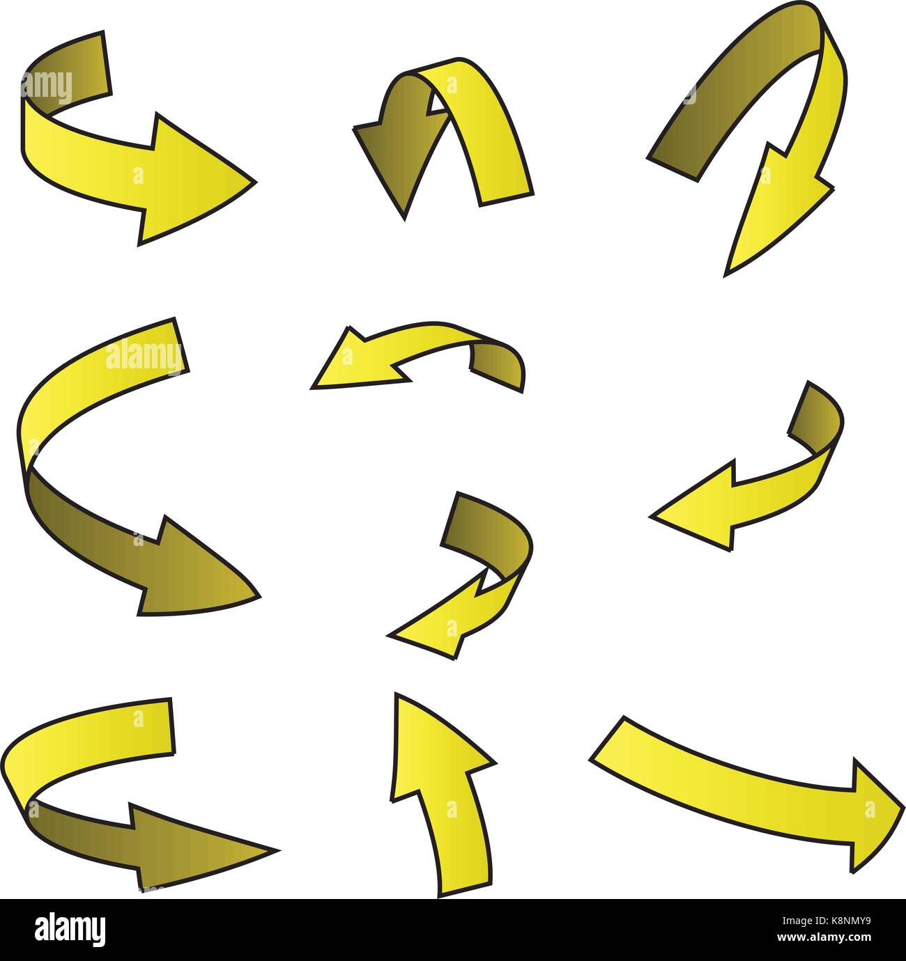 Gelber Pfeil symbol, gebogene Symbol Business Konzept gesetzt. Vector ... Gelber Pfeil symbol, gebogene Symbol Business Konzept gesetzt. Vector ...