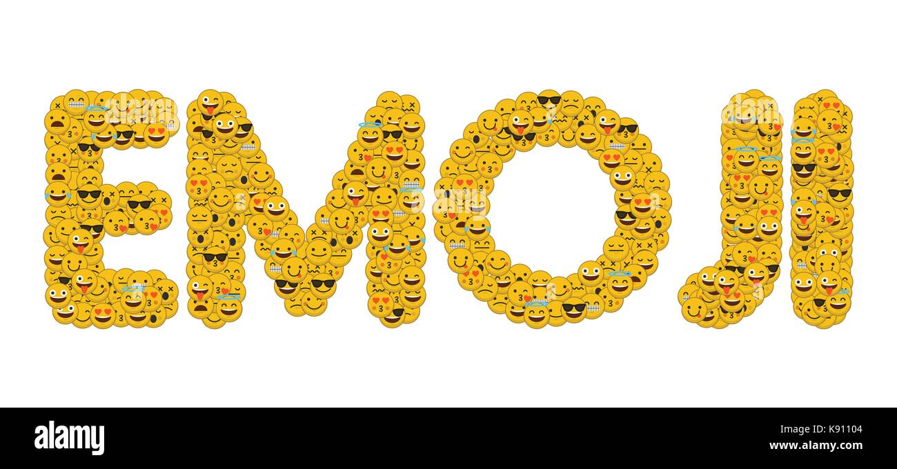 Das Wort emoji in sozialen Medien geschrieben Emoji smiley Zeichen ...