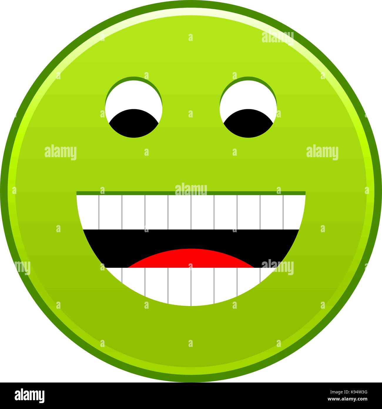 Grüne glücklich lächelnde Gesicht heiter Smiley Emoticon. Schnelle und ...