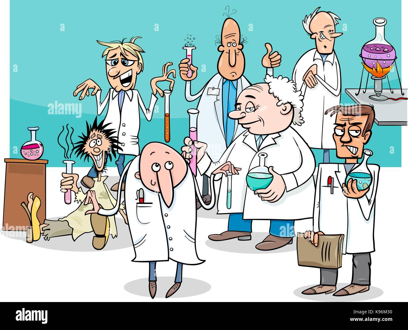 Cartoon Illustration von lustigen oder verrückte Wissenschaftler ...