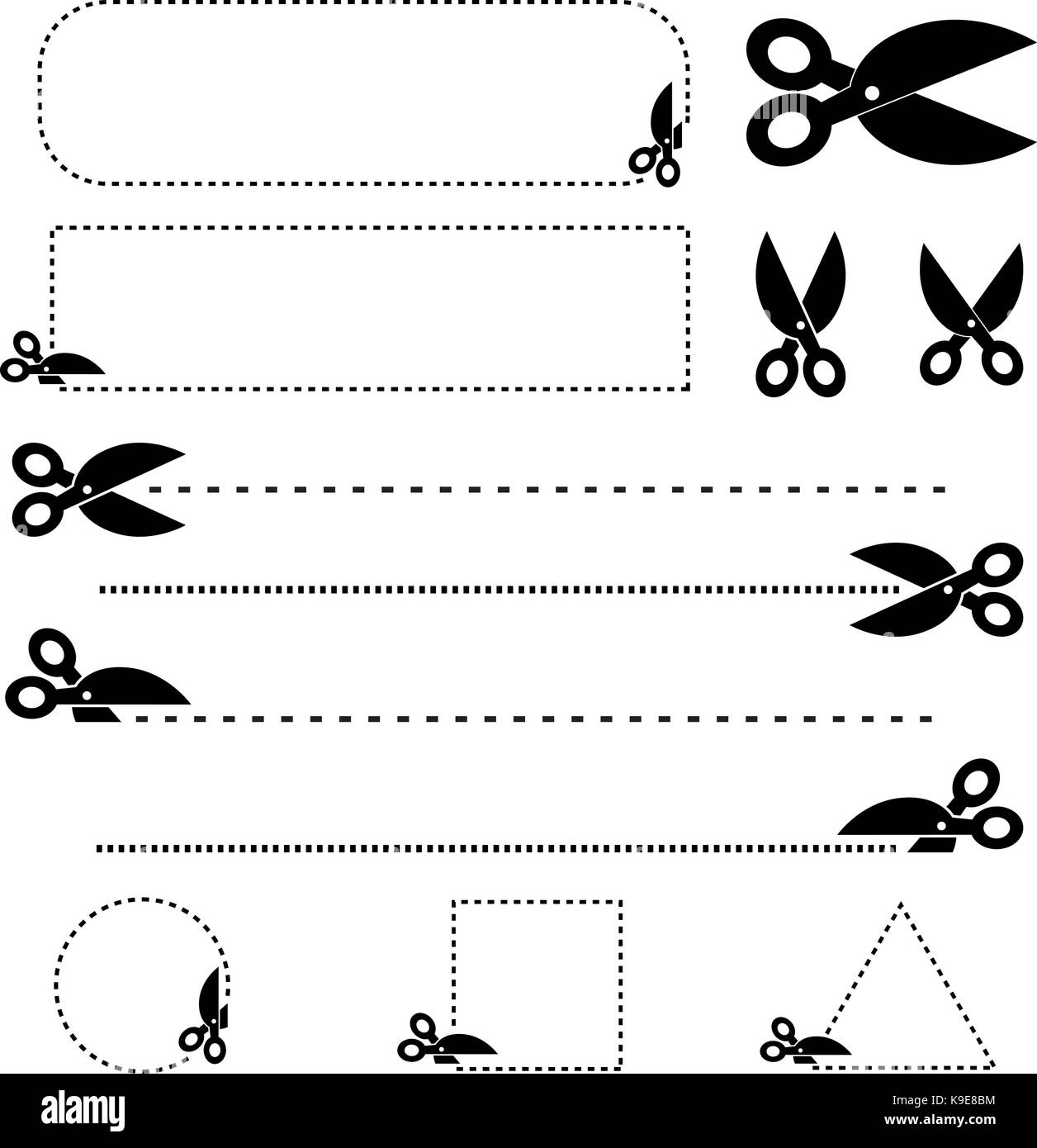 Schere symbol mit trennlinie -Fotos und -Bildmaterial in hoher ...