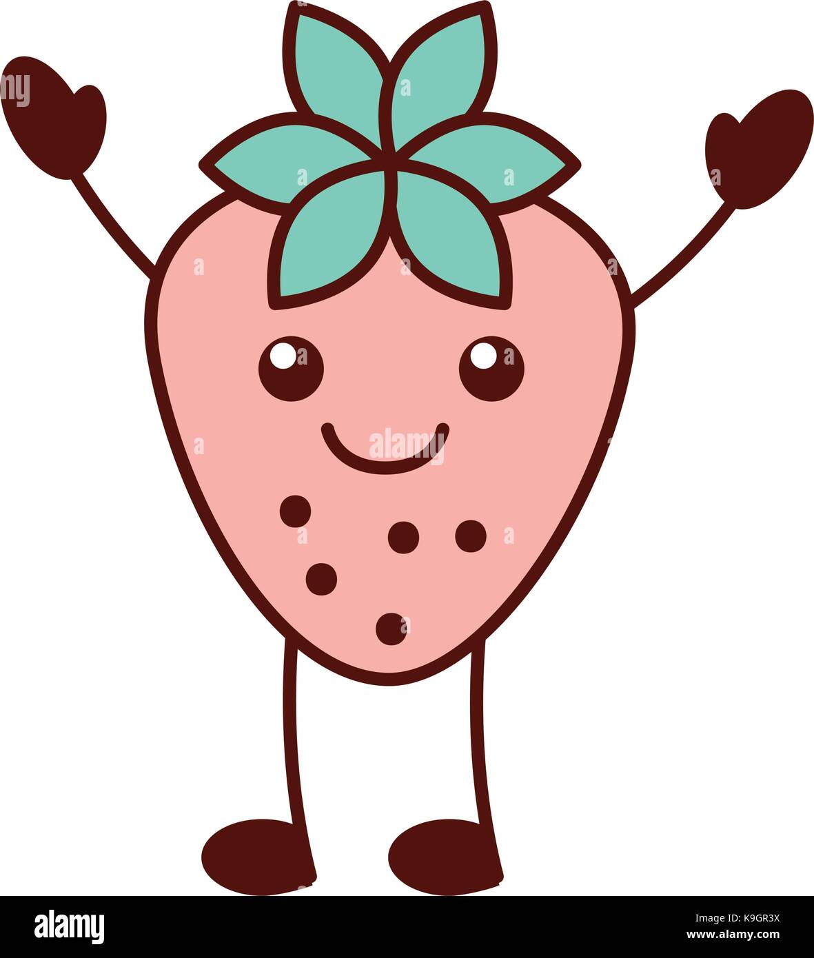 Kawaii Erdbeere Obst fröhliche Cartoon Stock-Vektorgrafik - Alamy