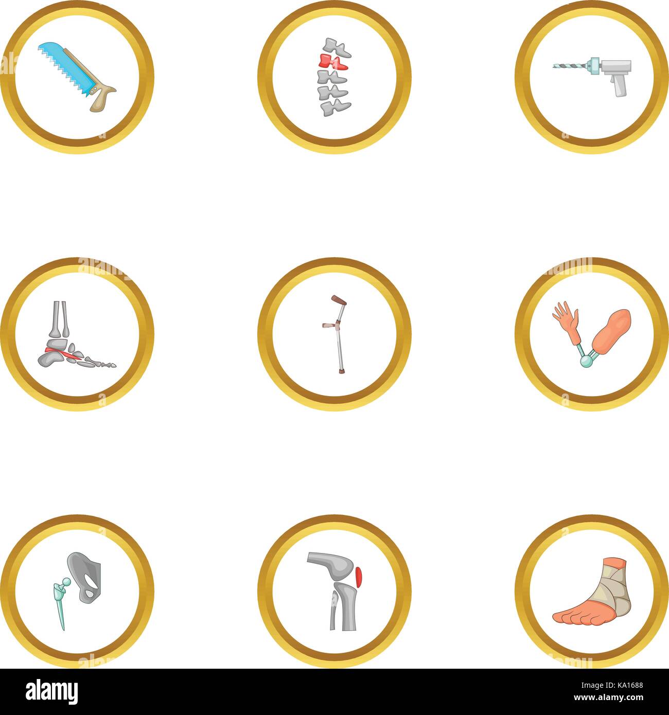 Orthopädische Symbole, Cartoon Stil Stock-Vektorgrafik - Alamy