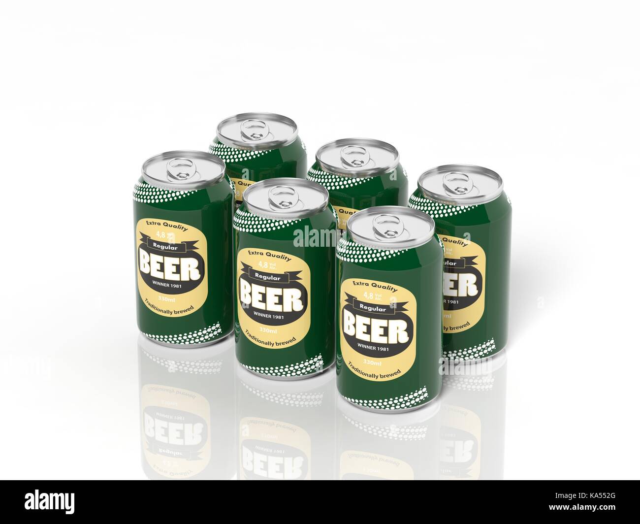 3D-Six Pack Sammlung von Bierdosen isoliert auf weißem Stockfotografie ...