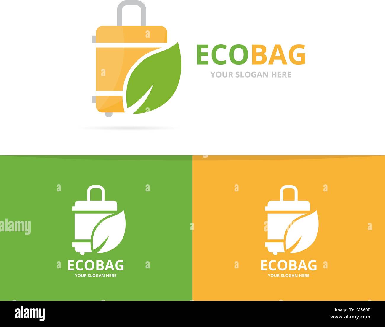 Der Vektor der Tasche und Leaf logo Kombination. Gepäck- und Eco-Symbol ...