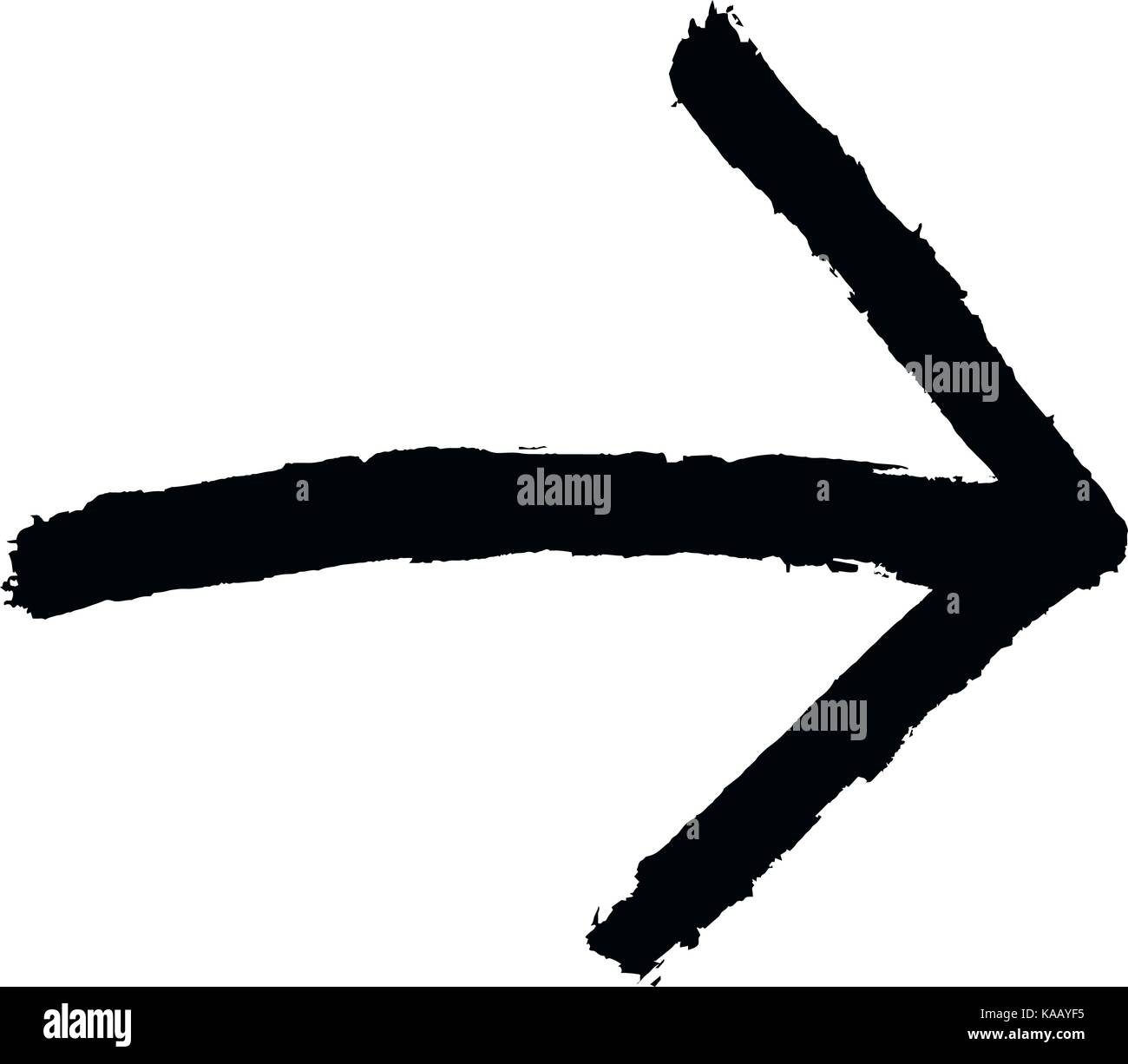 Der schwarze Pfeil Zeichen gemalt von paint Pinselstrich. Tinte ...