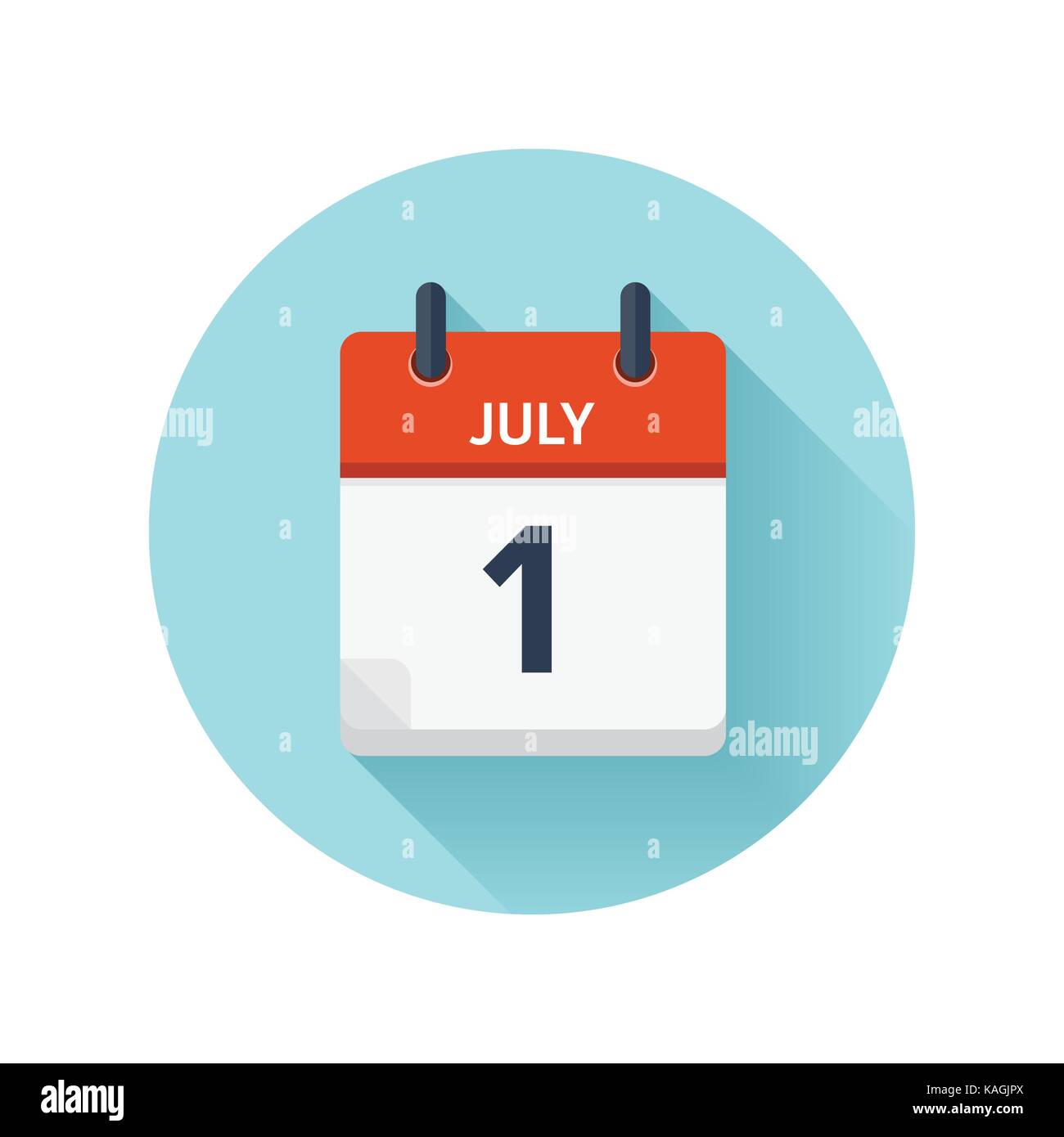 Am 1. Juli. Vektor Flachbild täglich Symbol Kalender. Datum und Uhrzeit ...