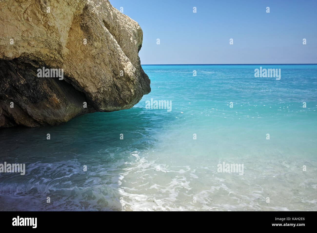 Felsen am Strand Myrtos, Kefalonia, Ionische Inseln, Griechenland ...