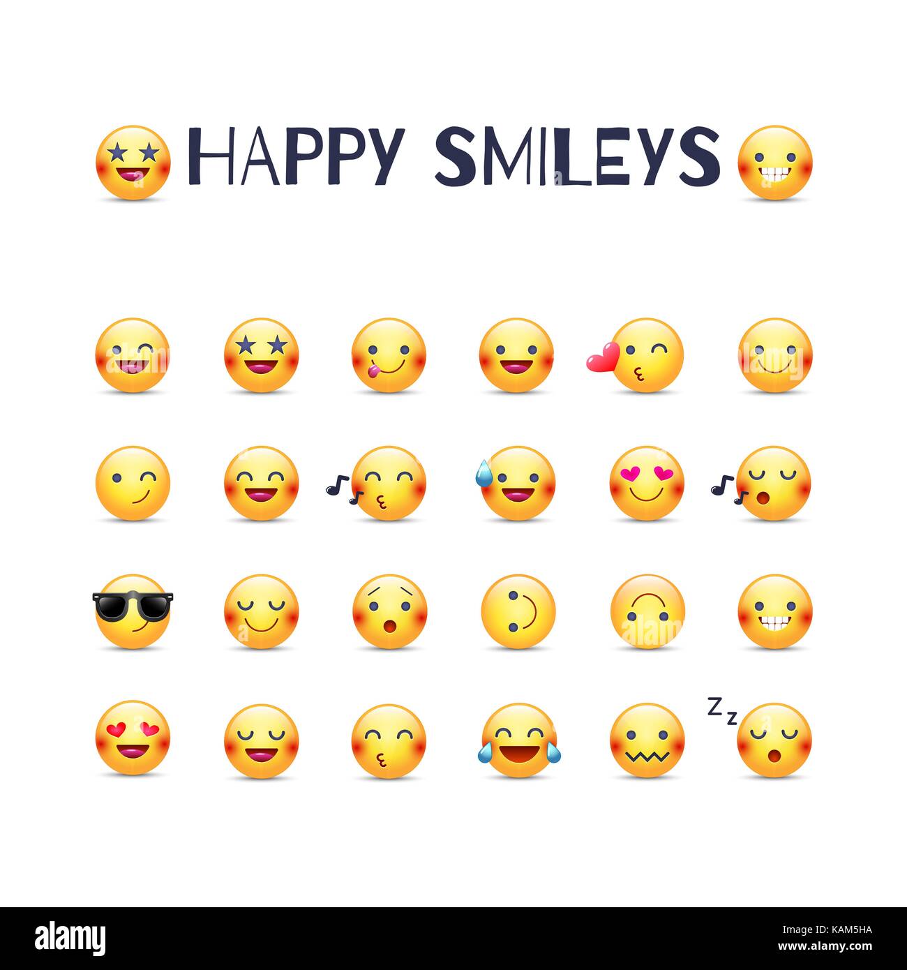 Happy smileys Vektor Icon Set. Freude emoticons Piktogramme Sammlung ...