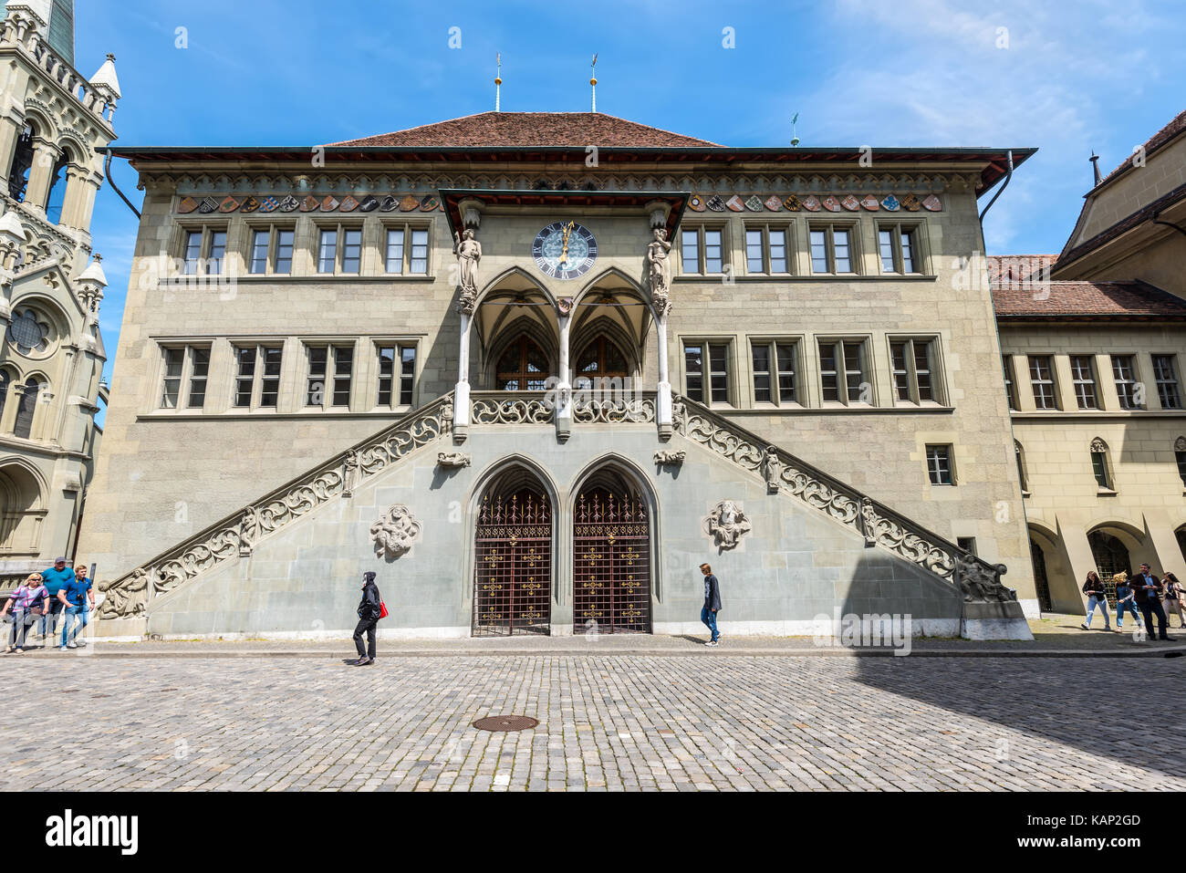 Bern, Schweiz - 26. Mai 2016: Fassade des alten Rathauses in Bern ...
