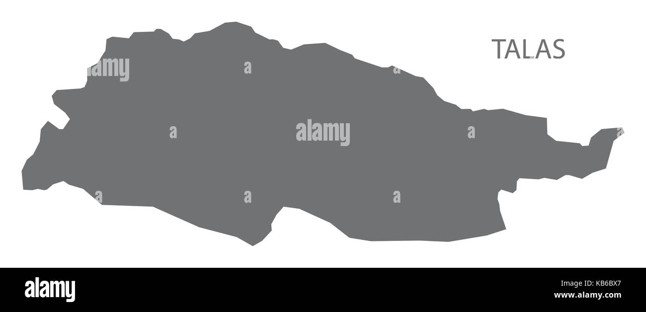 Talas region Karte von Kirgisistan Grau Abbildung silhouette Form Stock ...